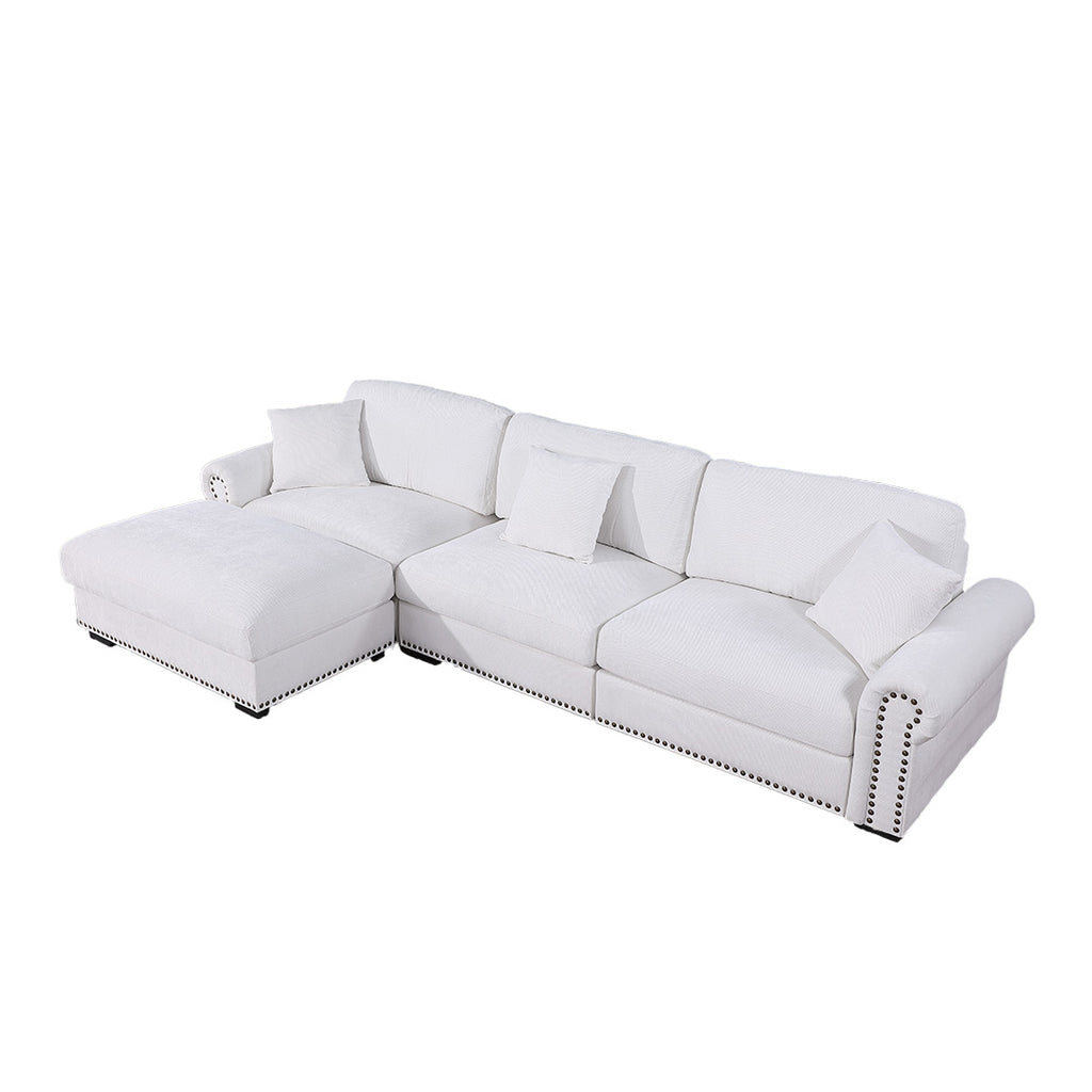 Oliver Modular Sectional Sofa with Nailhead Trim, Reversible Ottoman ...